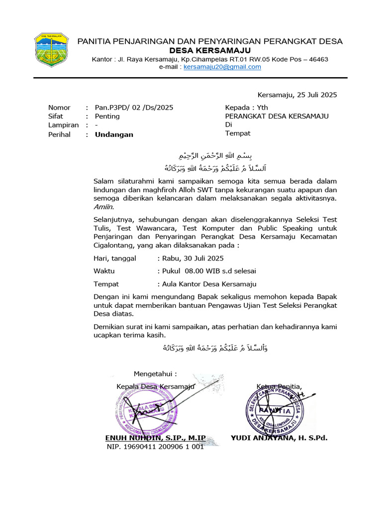 Undangan Tes | PDF