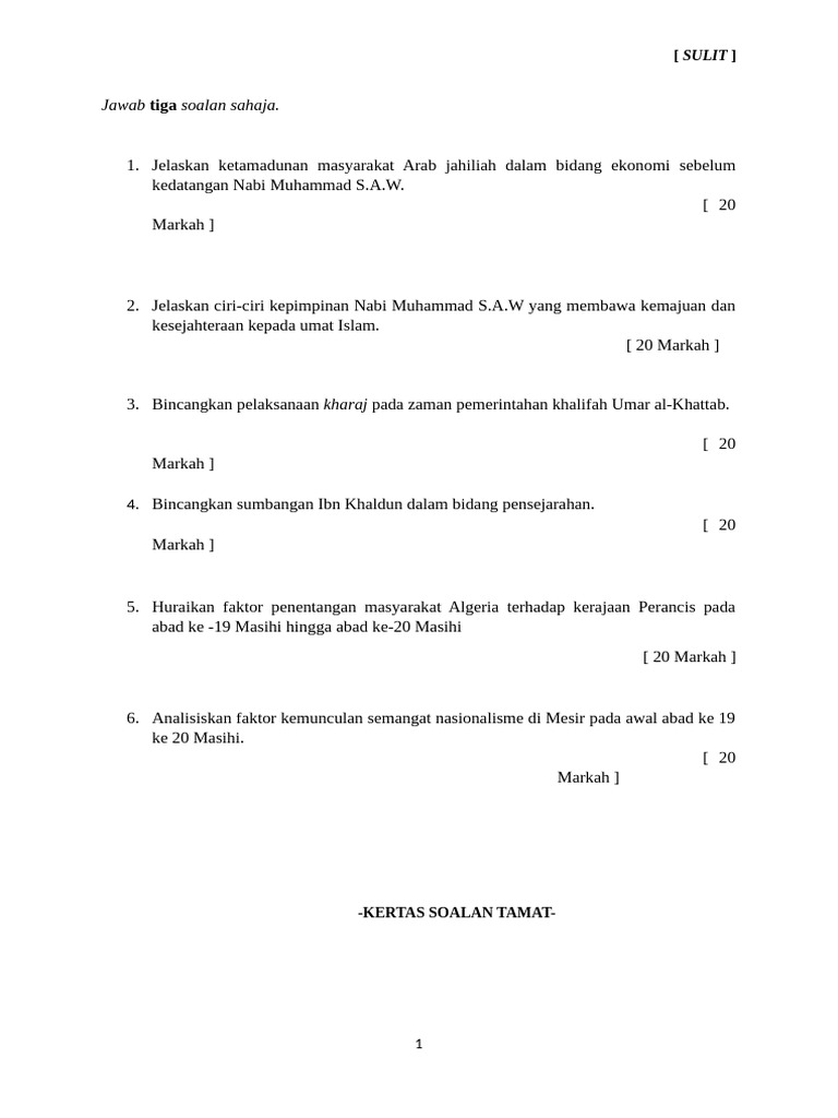 Soalan Pre Trial Sem 2 | PDF