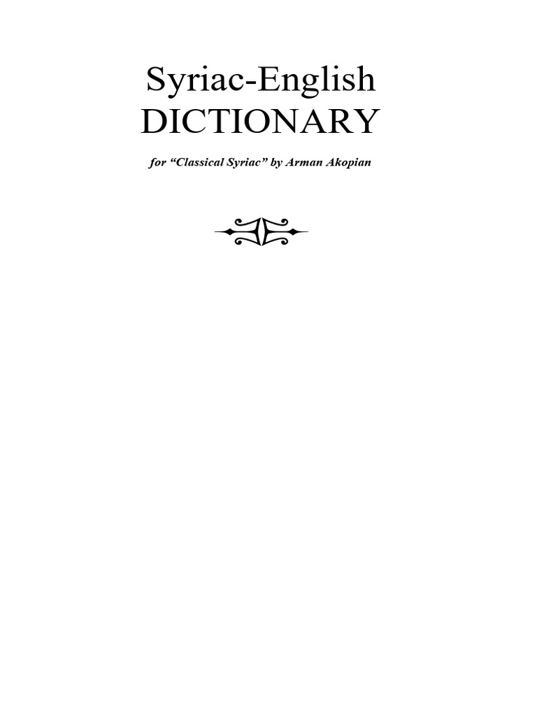 Syriac-English Dictionary Overview | PDF | Plural | Word