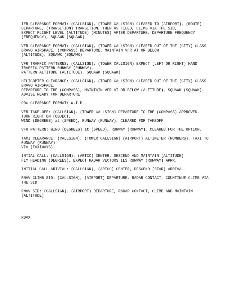 ATC 24 Clearance Formats Guide | PDF