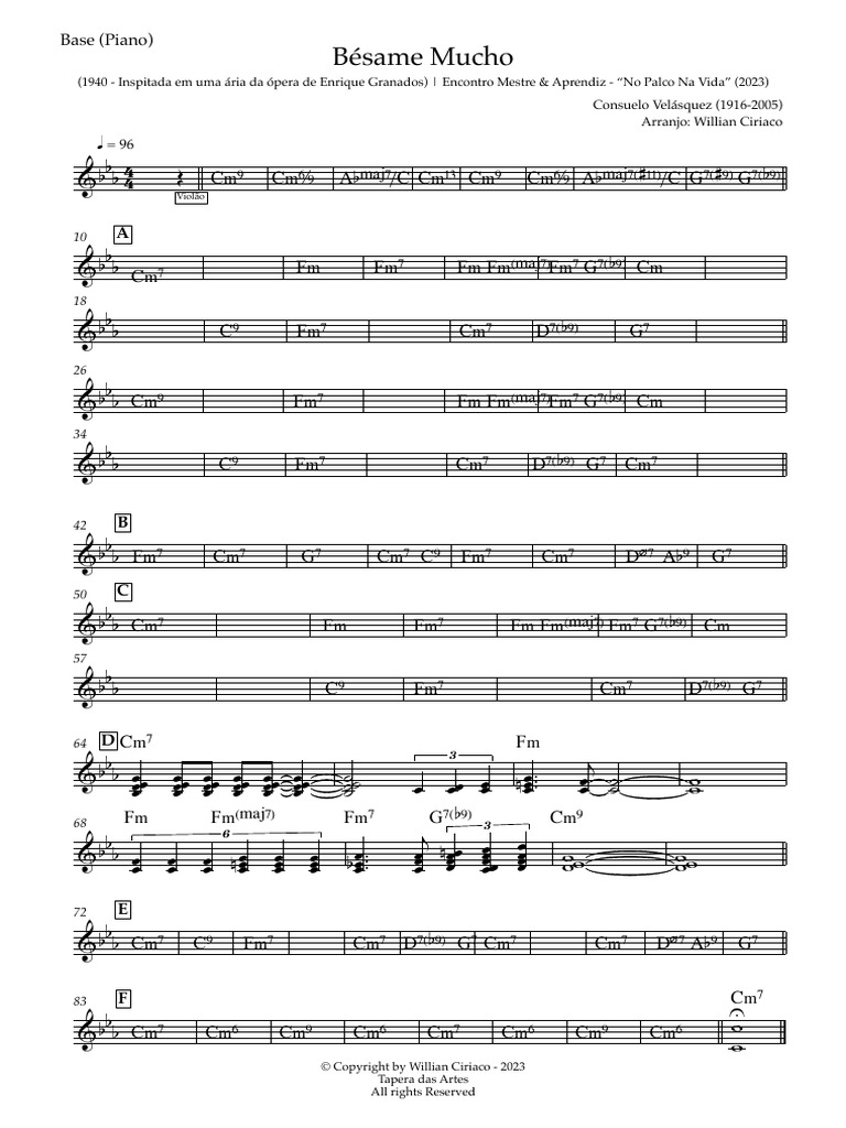 Bésame Mucho - Base (Piano) | PDF | Composições (música) | Músicas ...