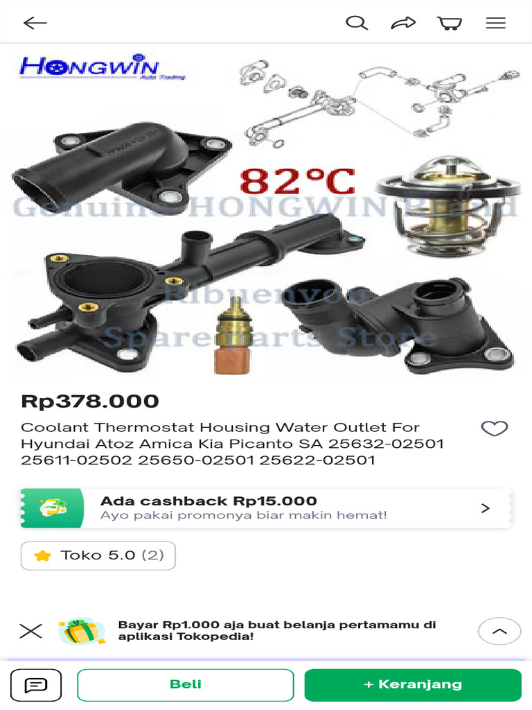 Jual Coolant Thermostat Housing Water Outlet For Hyundai Atoz Amica Kia ...