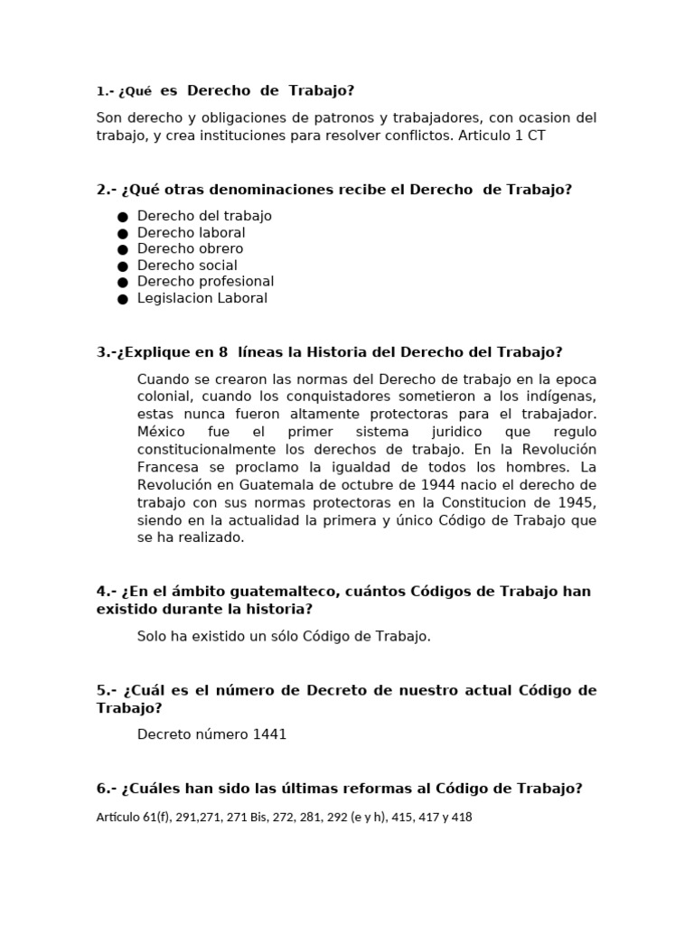 Cuestionario Final Laboral I | PDF | Derecho laboral | Salario