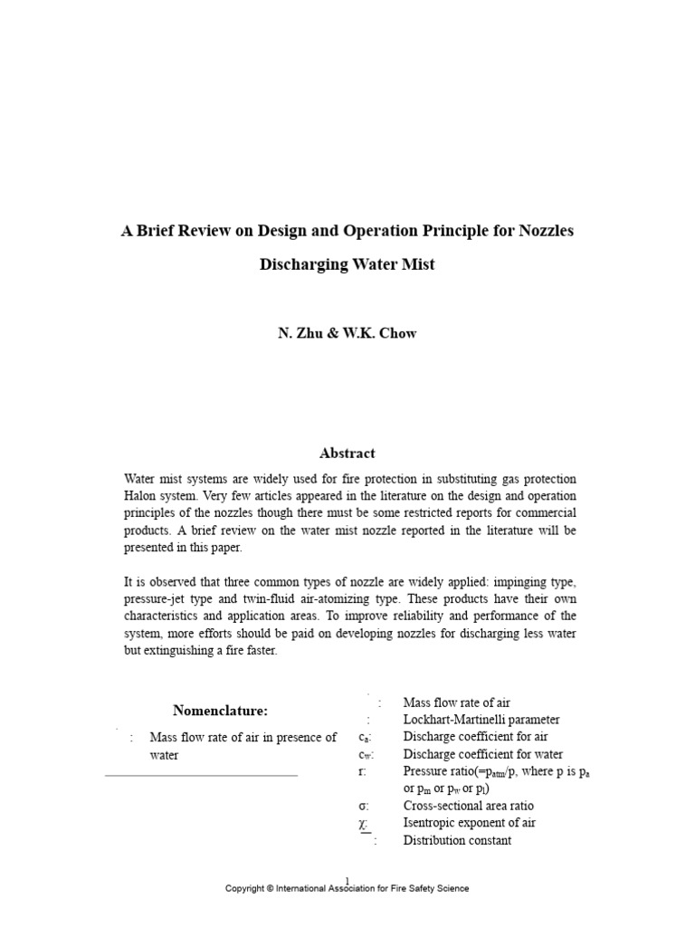 A Brief Review On Design and Operation Principle For Nozzles | PDF | Gases | Continuum Mechanics
