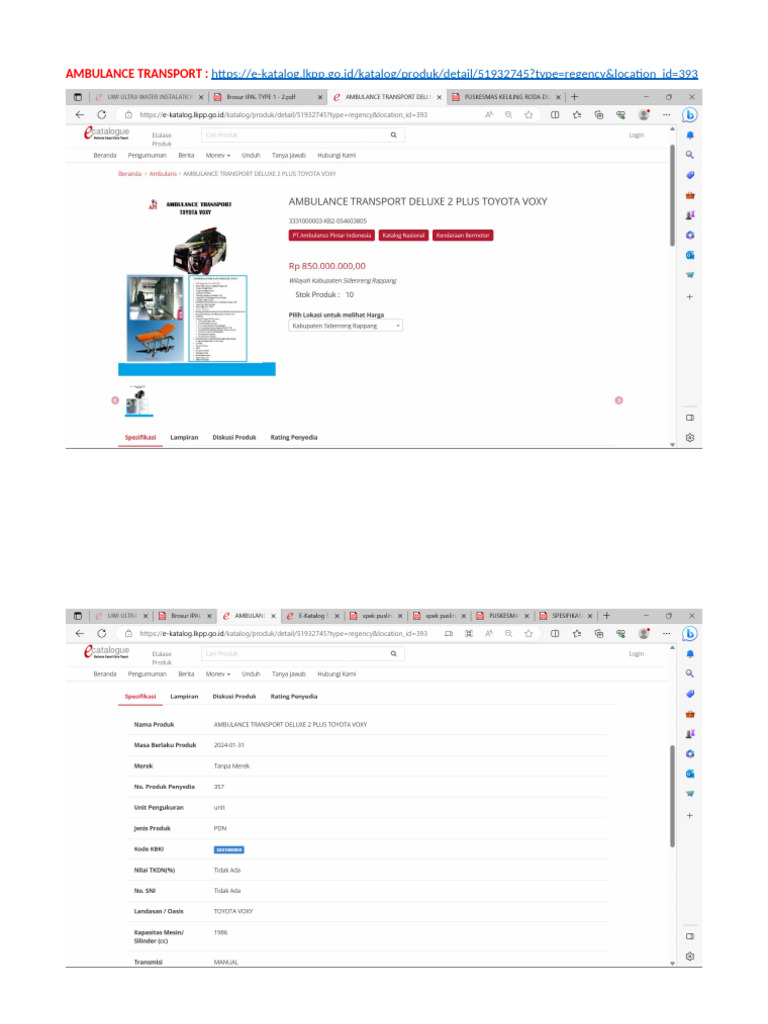 2 Ekatalog Ambulance Transport | PDF