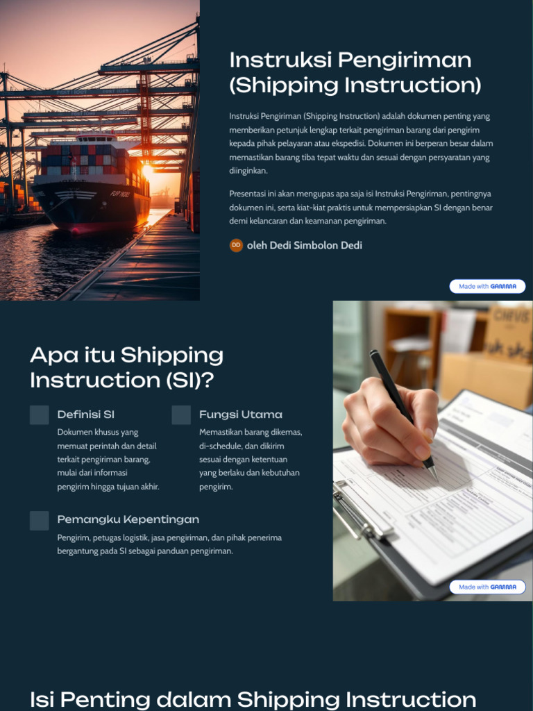 Instruksi Pengiriman Shipping Instruction | PDF