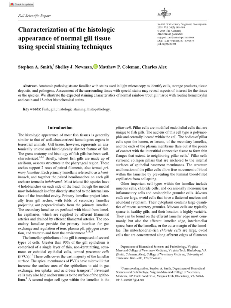 Histologic Staining of Fish Gills | PDF | Staining | Histology