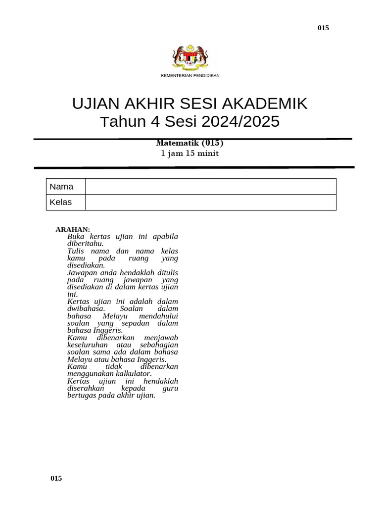 Uasa Math DLP Year 4 | PDF