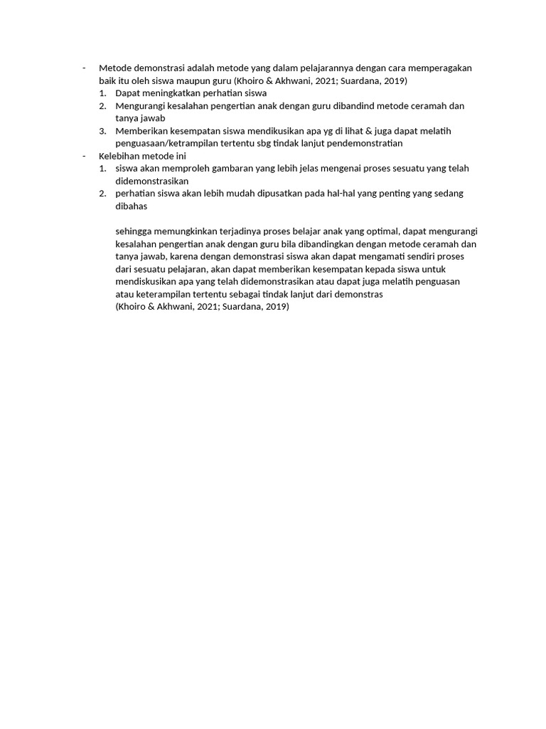 Metode Demonstrasi Adalah Metode Yang Dalam Pelajarannya Dengan Cara ...