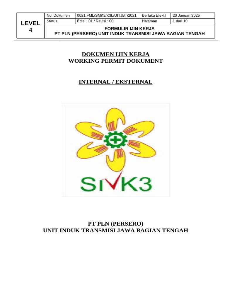 Formulir Ijin Kerja PT PLN 2021 | PDF