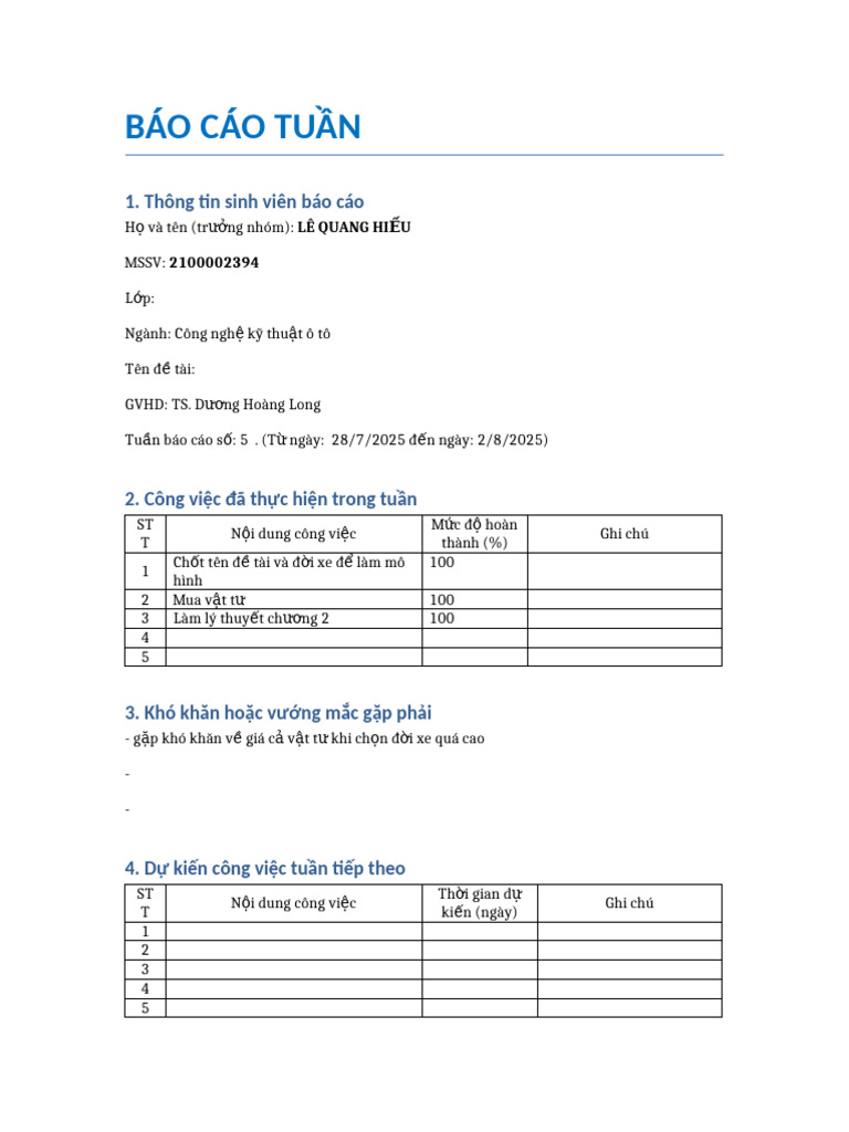 Mau Bao Cao Tuan Do An Tot Nghiep | PDF
