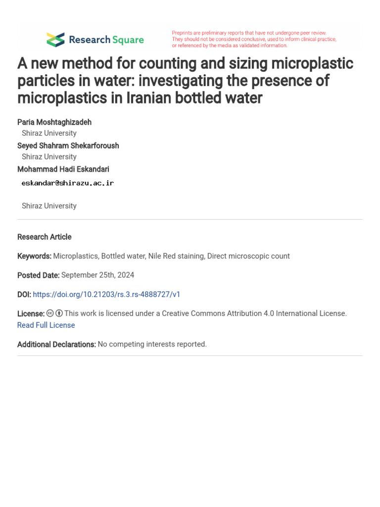 A New Method For Counting and Sizing Microplastic | PDF | Filtration ...