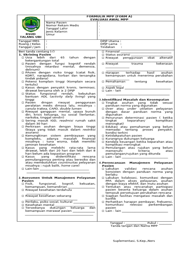 Formulir MPP Form A | PDF