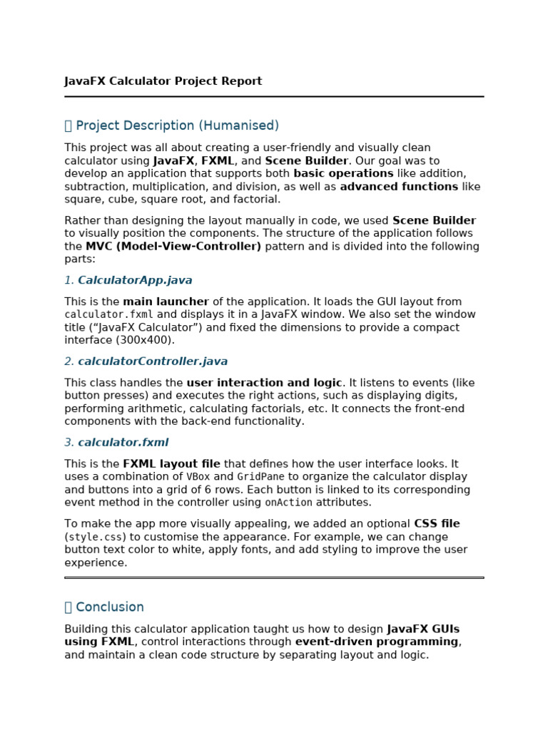 Calculator Project | PDF