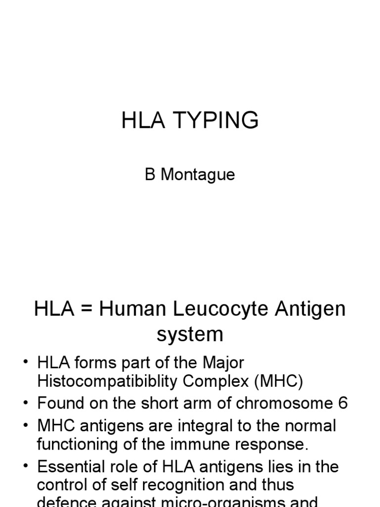 HLA Typing Methods and Techniques | PDF | Science & Mathematics