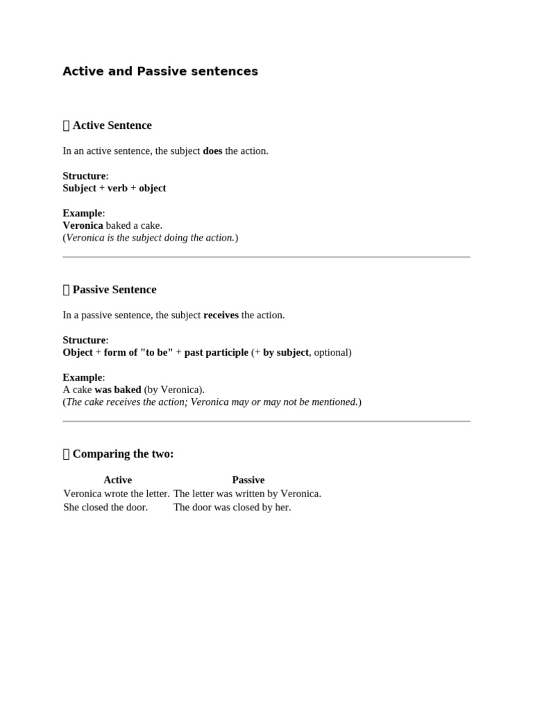 Active vs Passive Sentences Explained | PDF