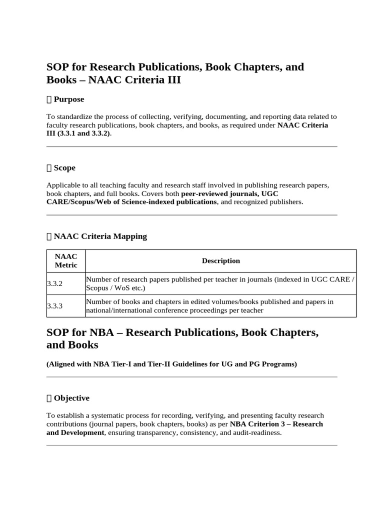 SOP for Faculty Research Publications | PDF