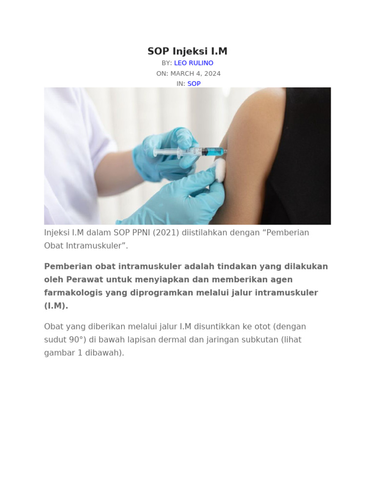 Prosedur Injeksi I.M untuk Perawat | PDF
