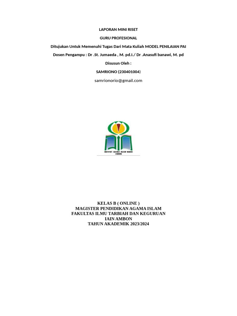 Laporan Mini Riset | PDF