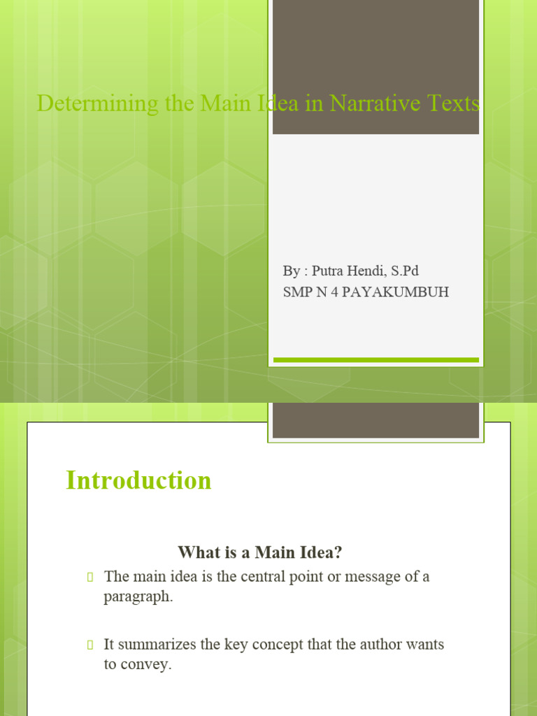 Determining Main Idea in Narrative Texts | PDF