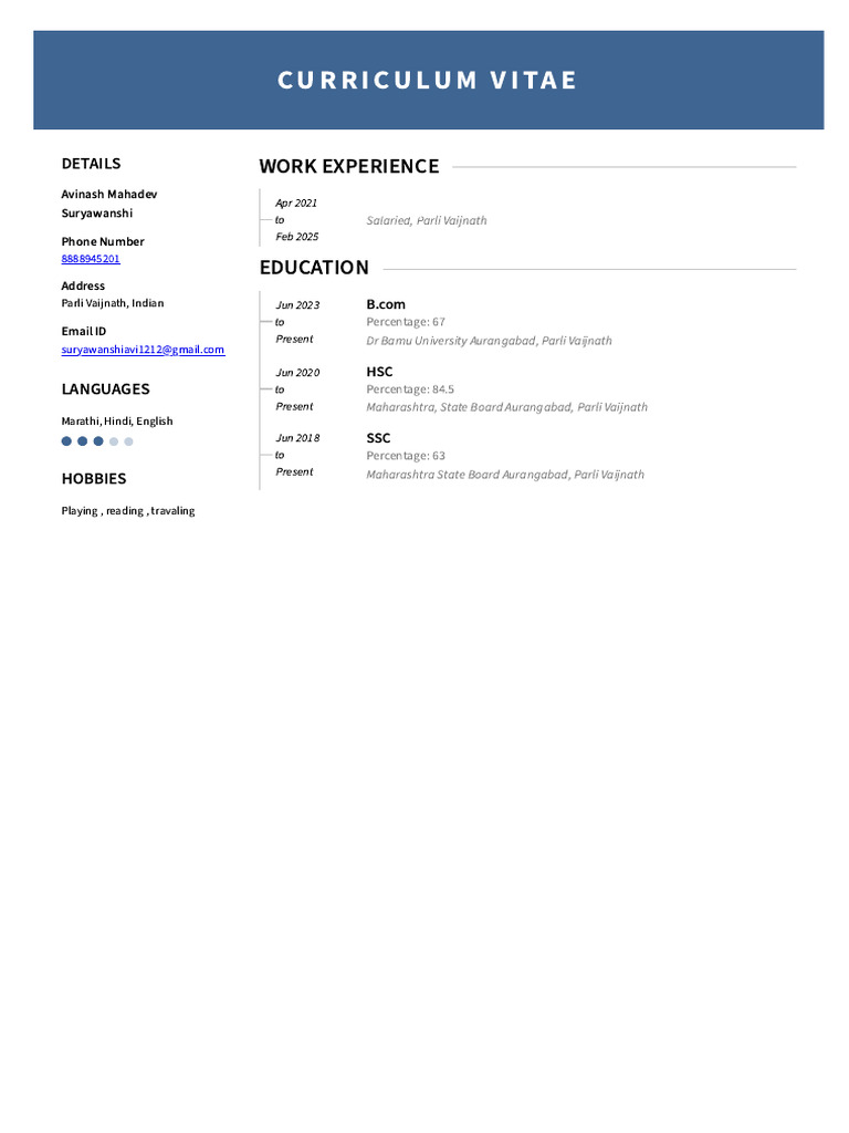 Avinash PDF Resume | PDF