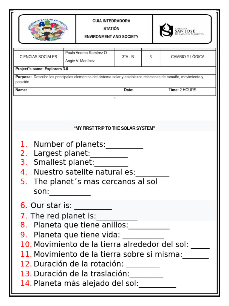 Guia Sistema Solar | PDF | Satélite natural | Planetas