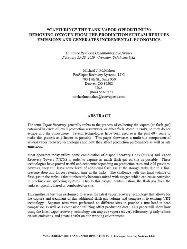 Tank Vapor Recovery Efficiency Insights | PDF | Process Engineering ...