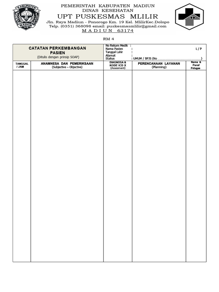 Catatan Perkembangan Pasien SOAP | PDF