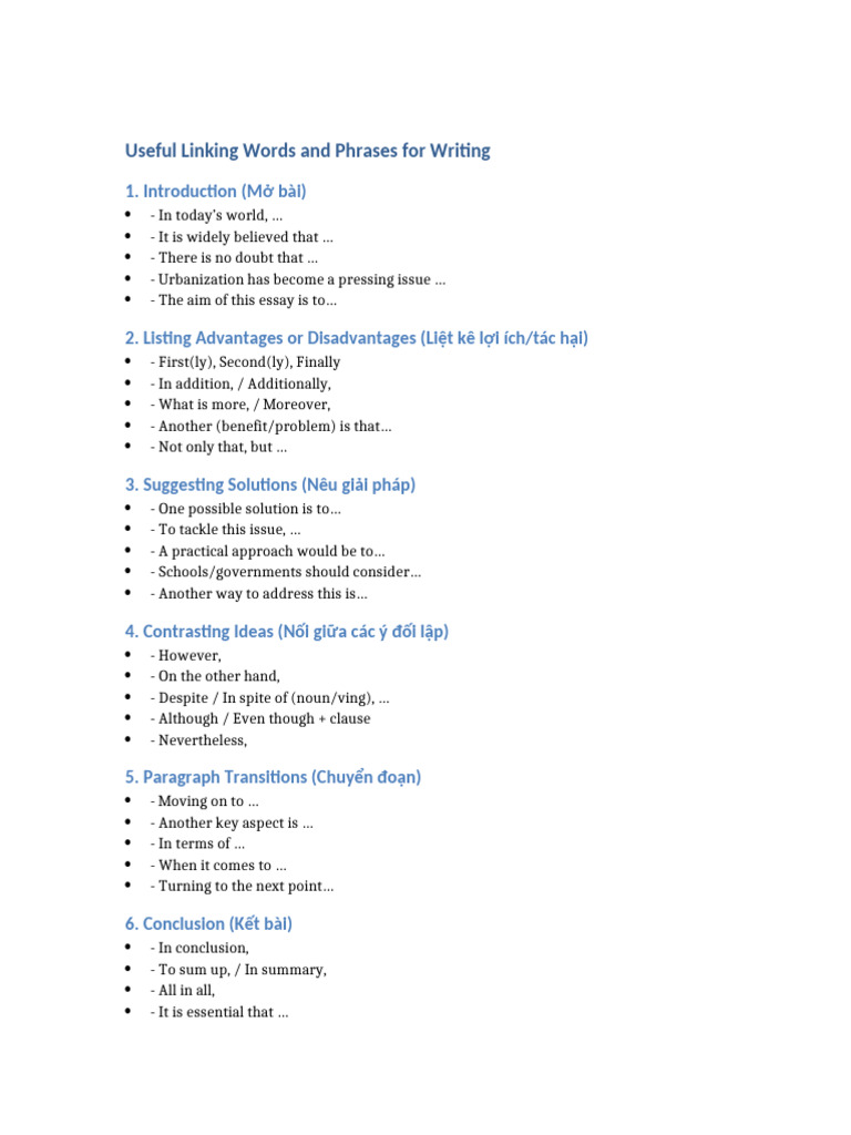 Updated Linking Words and Transitions | PDF