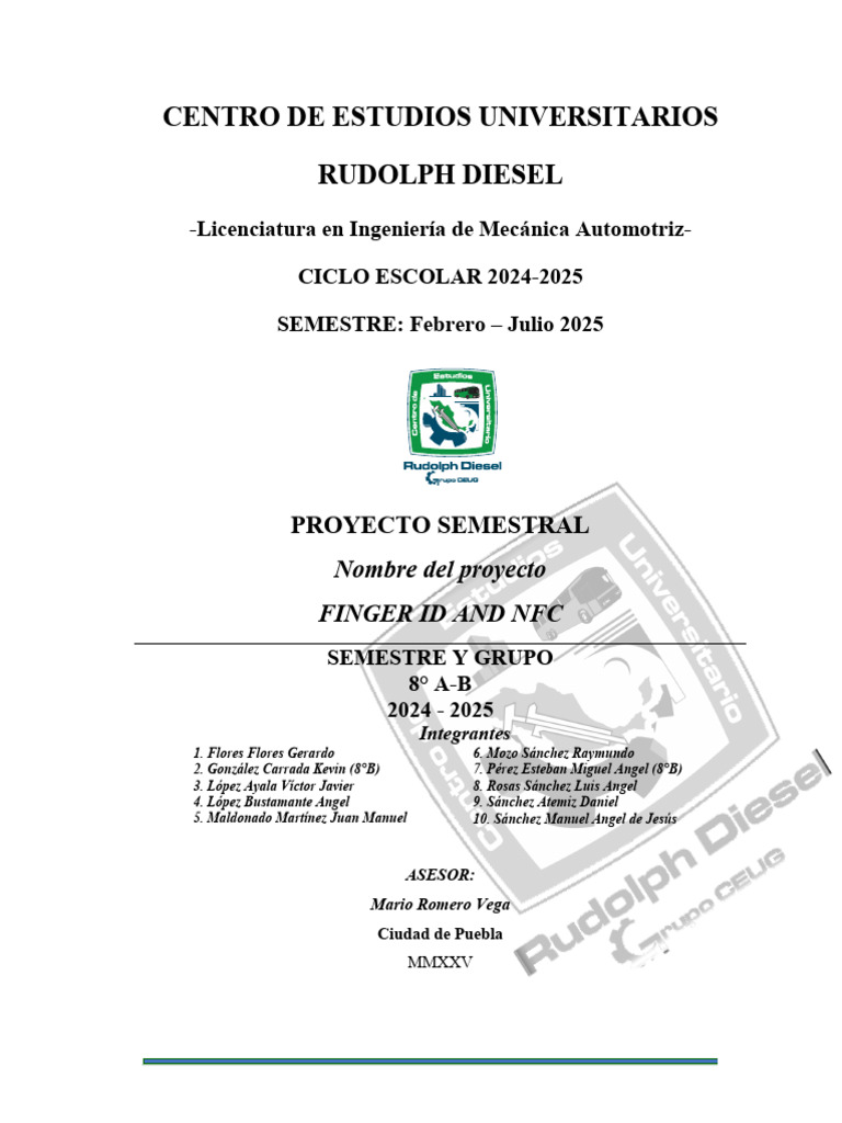 Portadas Proyecto 8vo A-B - Semestre Feb-Jul 2025 | PDF