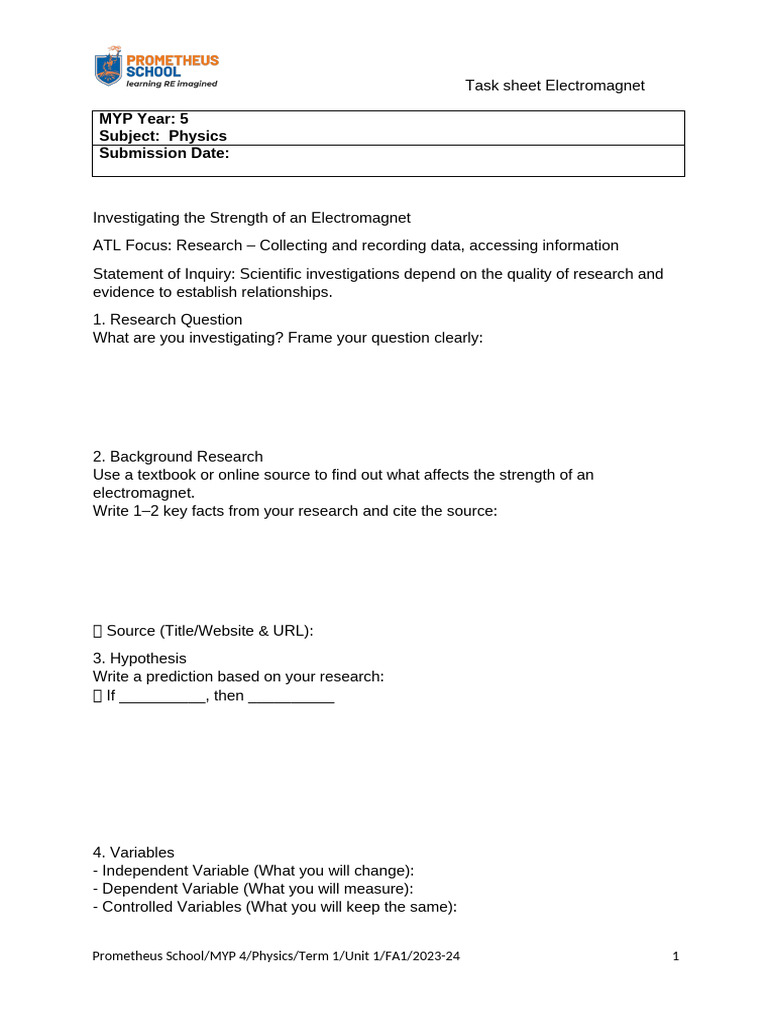Worksheet 1 Lab Sheet 1 Electromagnetsim | PDF