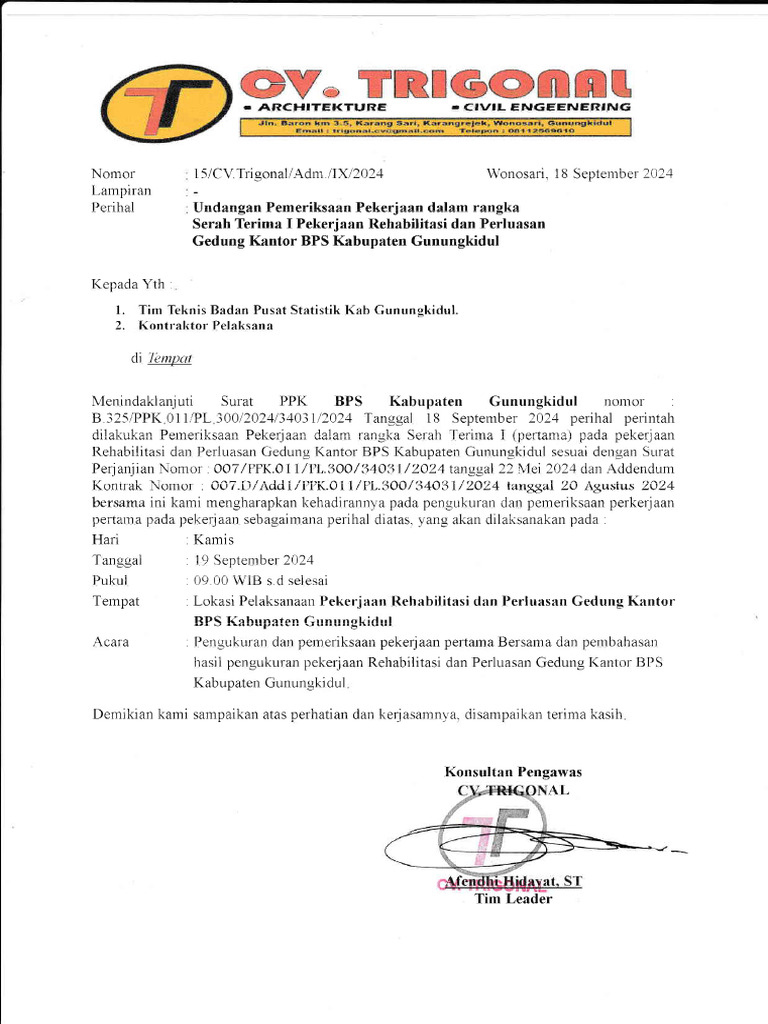 Pengukuran Rehabilitasi Gedung BPS Gunungkidul | PDF