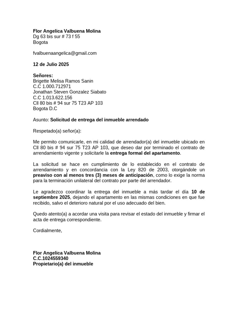 Carta Apto | PDF