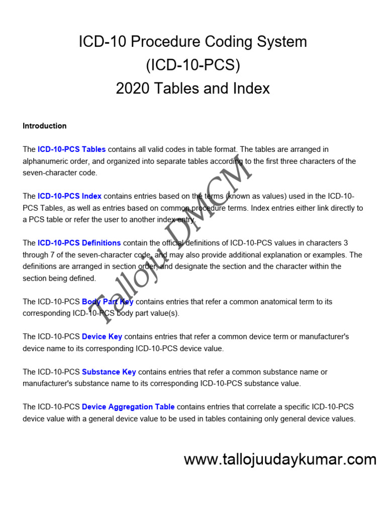 ICD-10-PCS 2020 Coding Tables & Index | PDF | Human Body | Anatomy