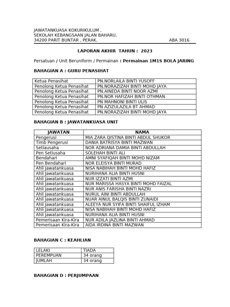 laporan akhir tahun 2023 | PDF