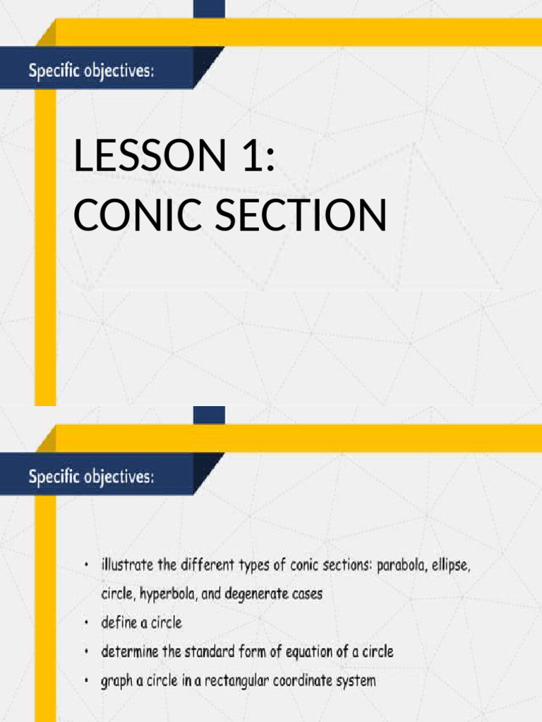 Lesson 1 - Conic Section | PDF