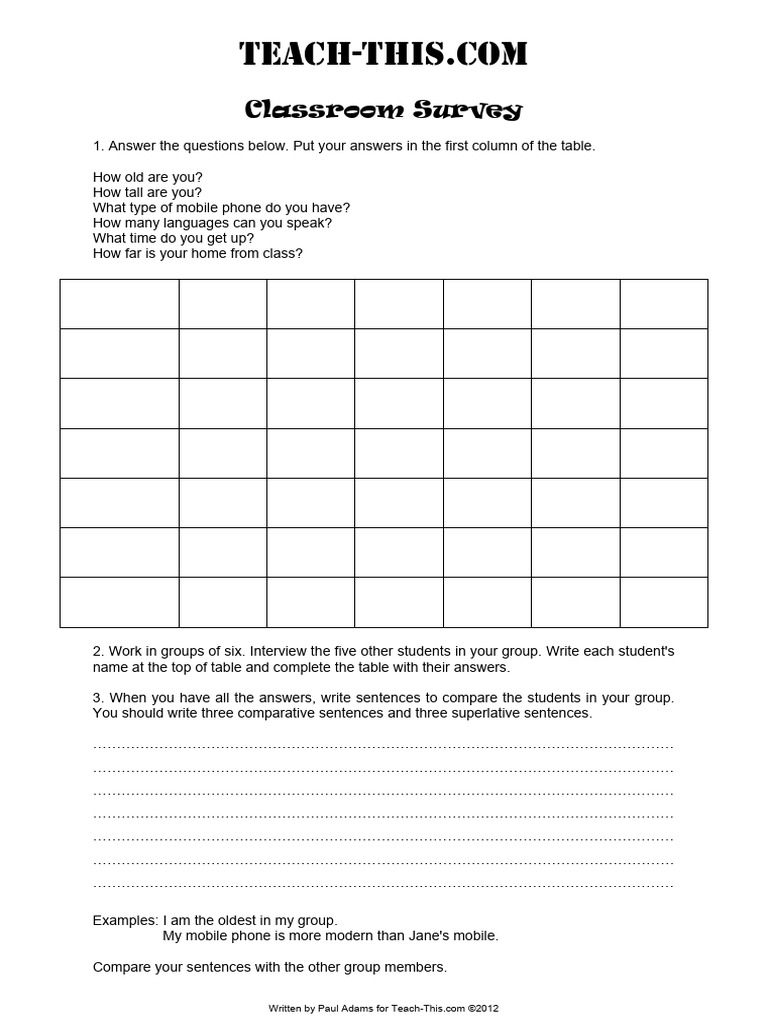 COMP and SUP Classroom-Survey | PDF