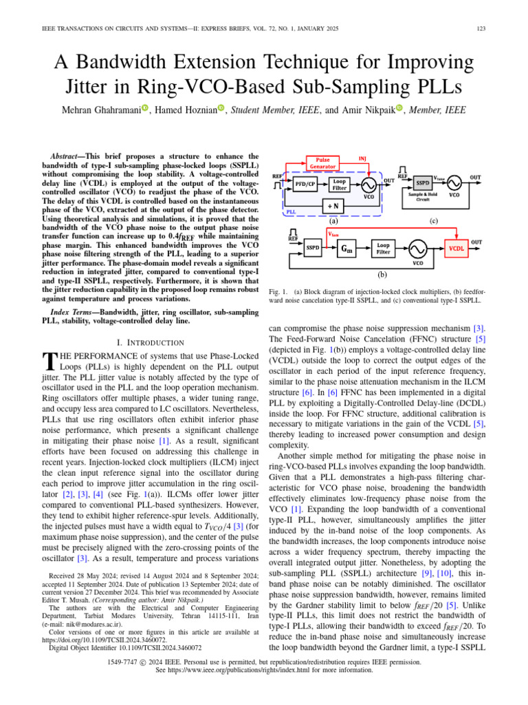 A Bandwidth Extension Technique For Improving Jitter in Ring-VCO-Based Sub-Sampling PLLs | PDF ...