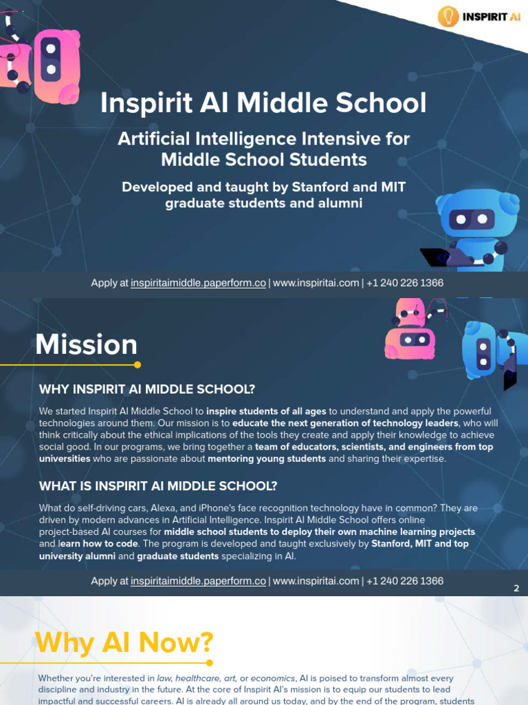 Inspirit AI Middle School Brochure Summer Fall 2025 | PDF | Artificial Intelligence ...