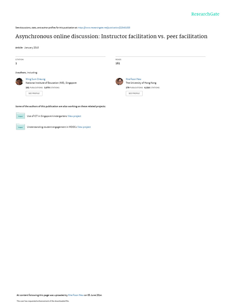 Asynchronous Online Discussion Instructor Facilita | PDF | Educational ...