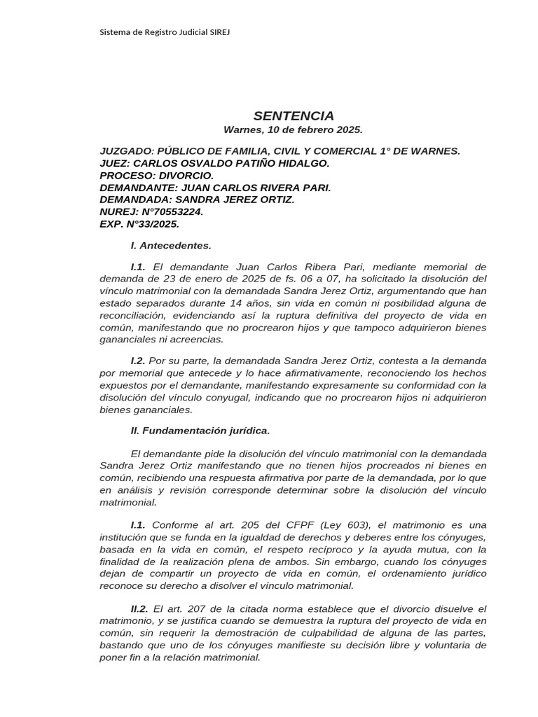 Divorcio entre Juan Carlos y Sandra Jerez | PDF | Divorcio | Matrimonio