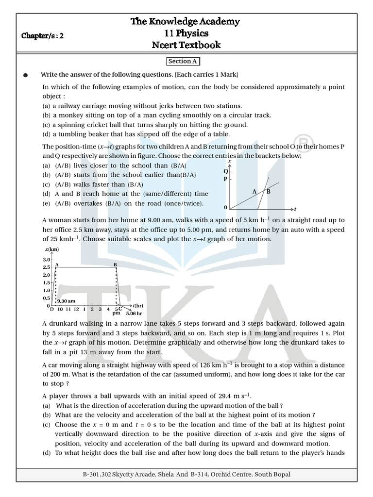 11 Phy Ch-2 NcertTextbook | PDF | Acceleration | Speed