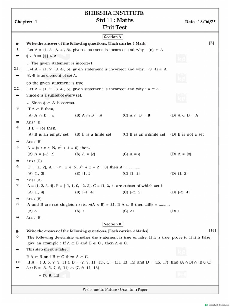 Chap-1 Test Solution | PDF