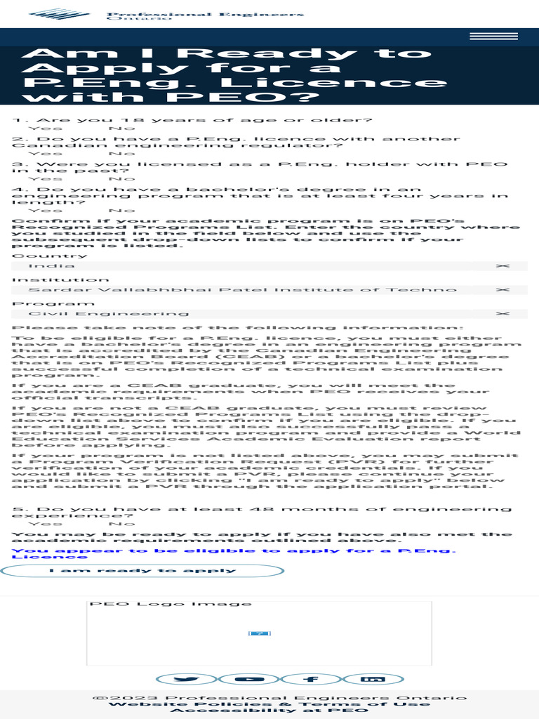 PEO Eligibility for P.Eng. Licence | PDF