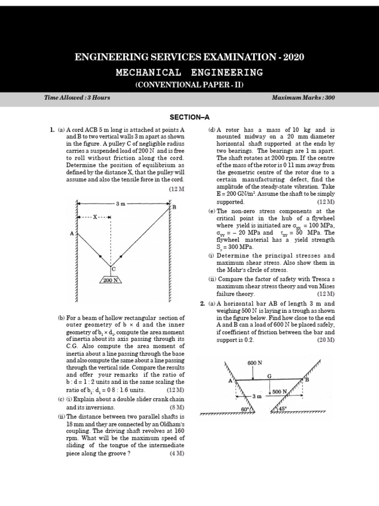 2020 ESE Con Paper 2 Mechanical | PDF | Gear | Belt (Mechanical)