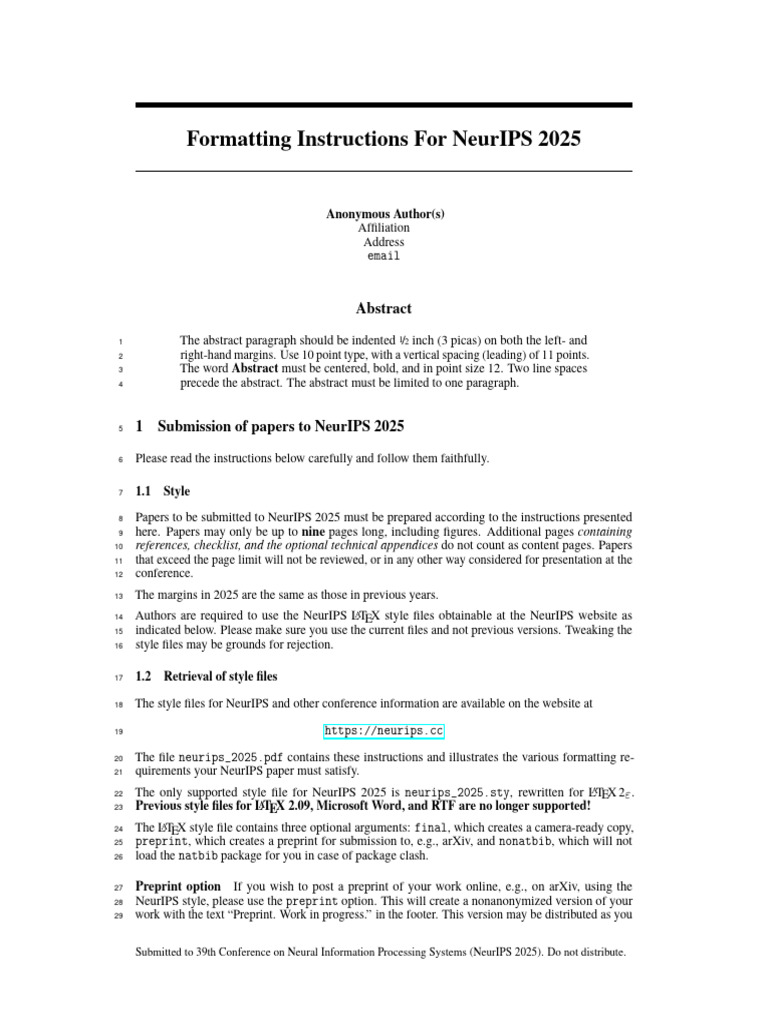 NeurIPS 2025 Formatting Instructions | PDF | Standard Error ...
