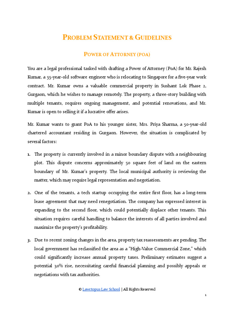 PoA - Problem Statement & Guidelines | PDF | Power Of Attorney | Deed
