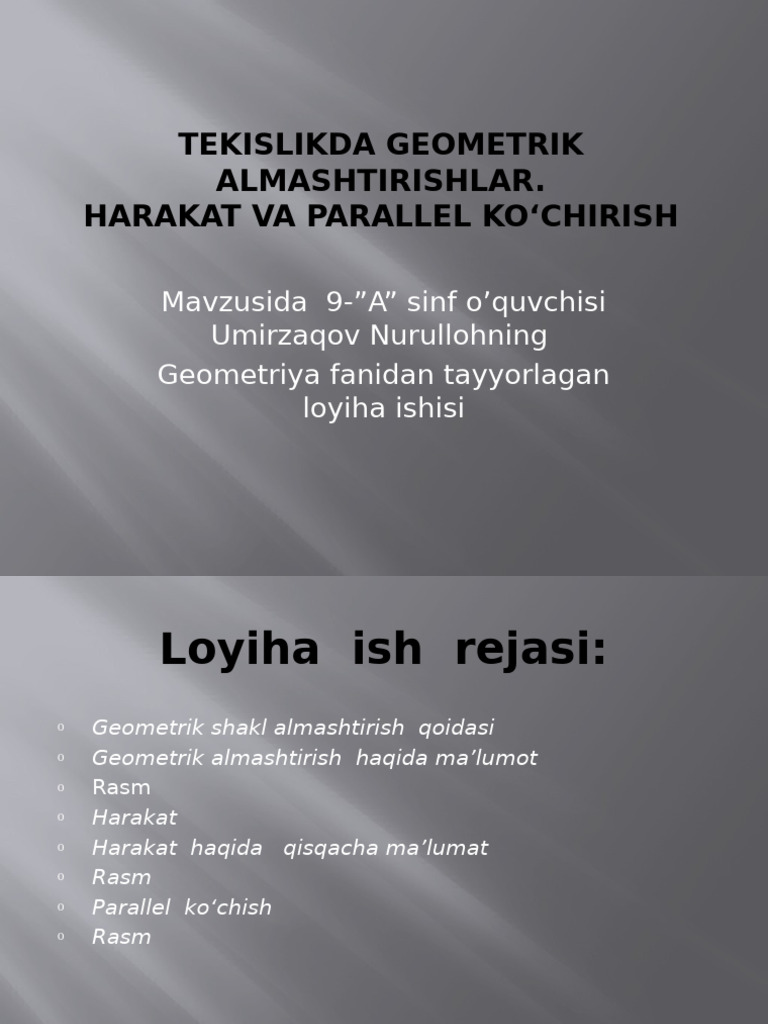 Tekislikda Geometrik Almashtirishlar | PDF