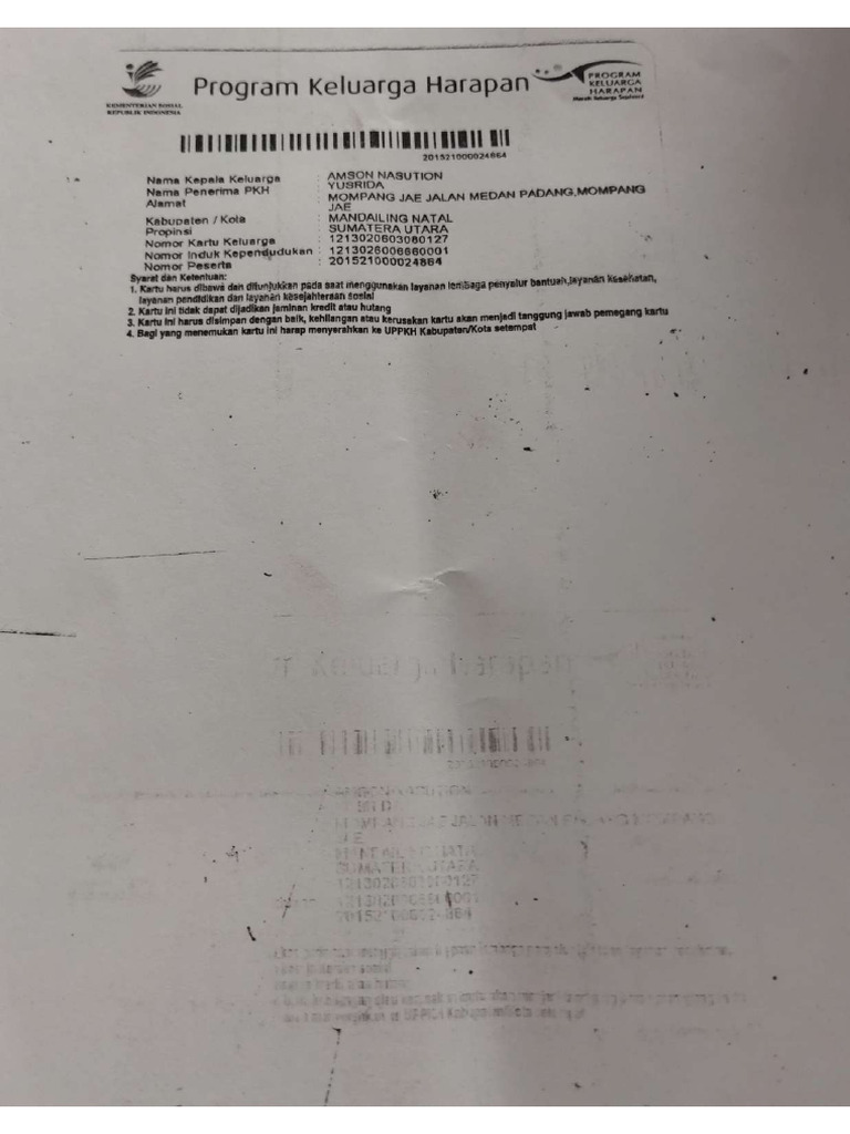 Kartu PKH Fitri | PDF