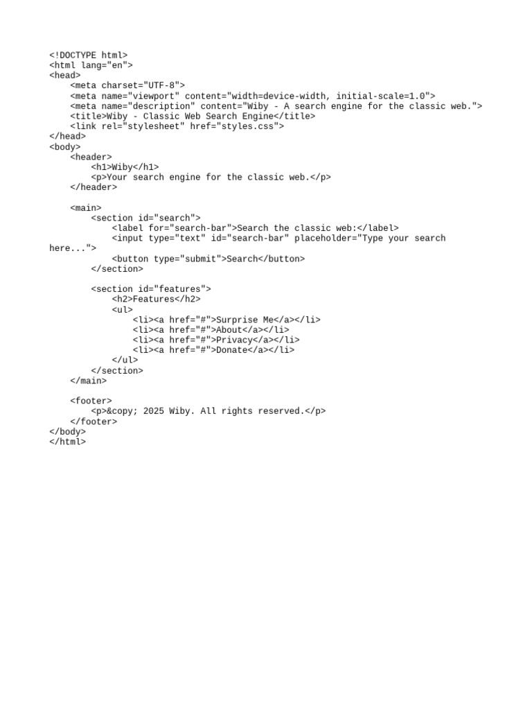 Wiby: Classic Web Search Engine | PDF